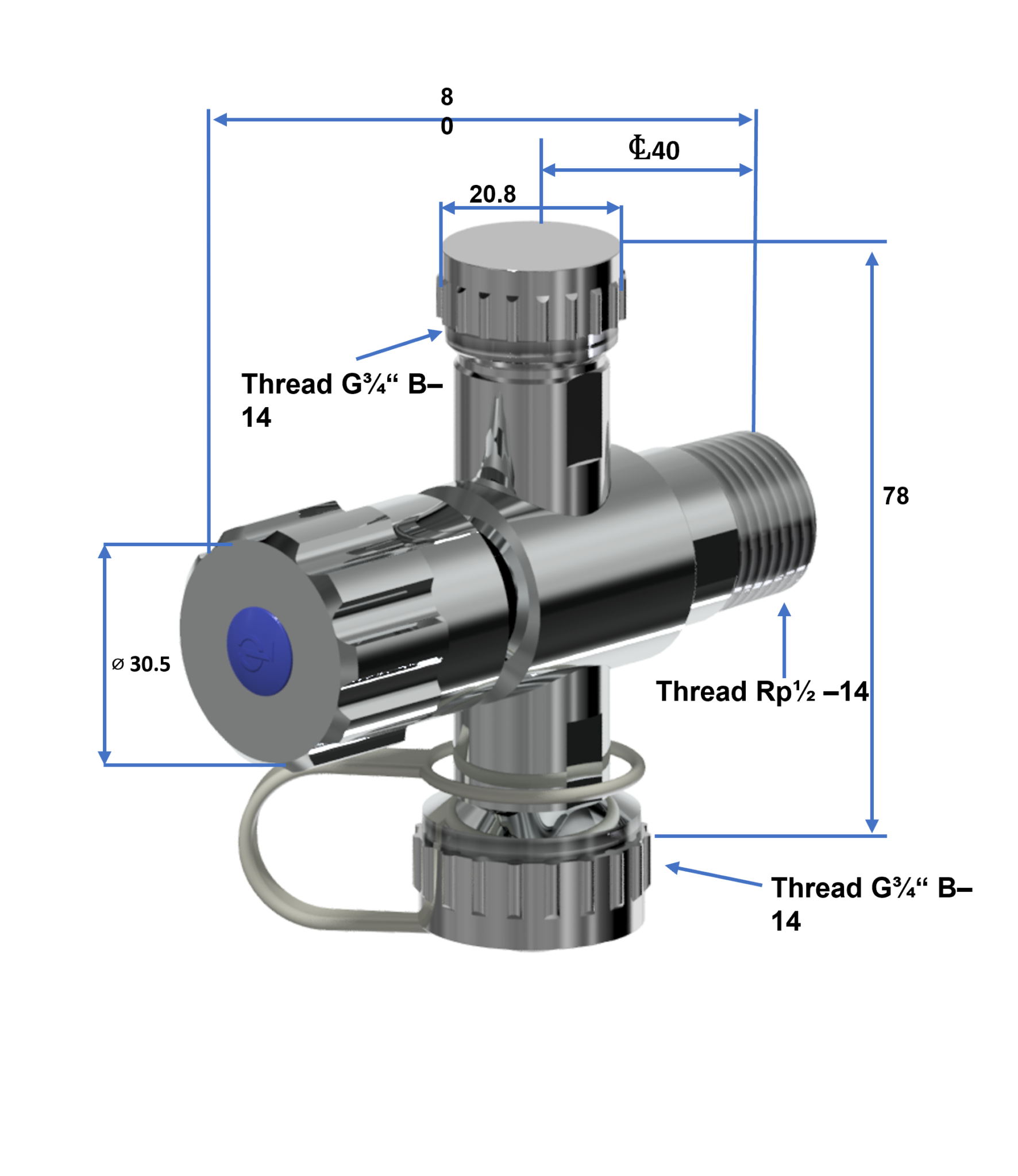 IsoTap™ Appliance Tap Male (IsoAppTapM2015) - with 20mm & 15mm outlet ...